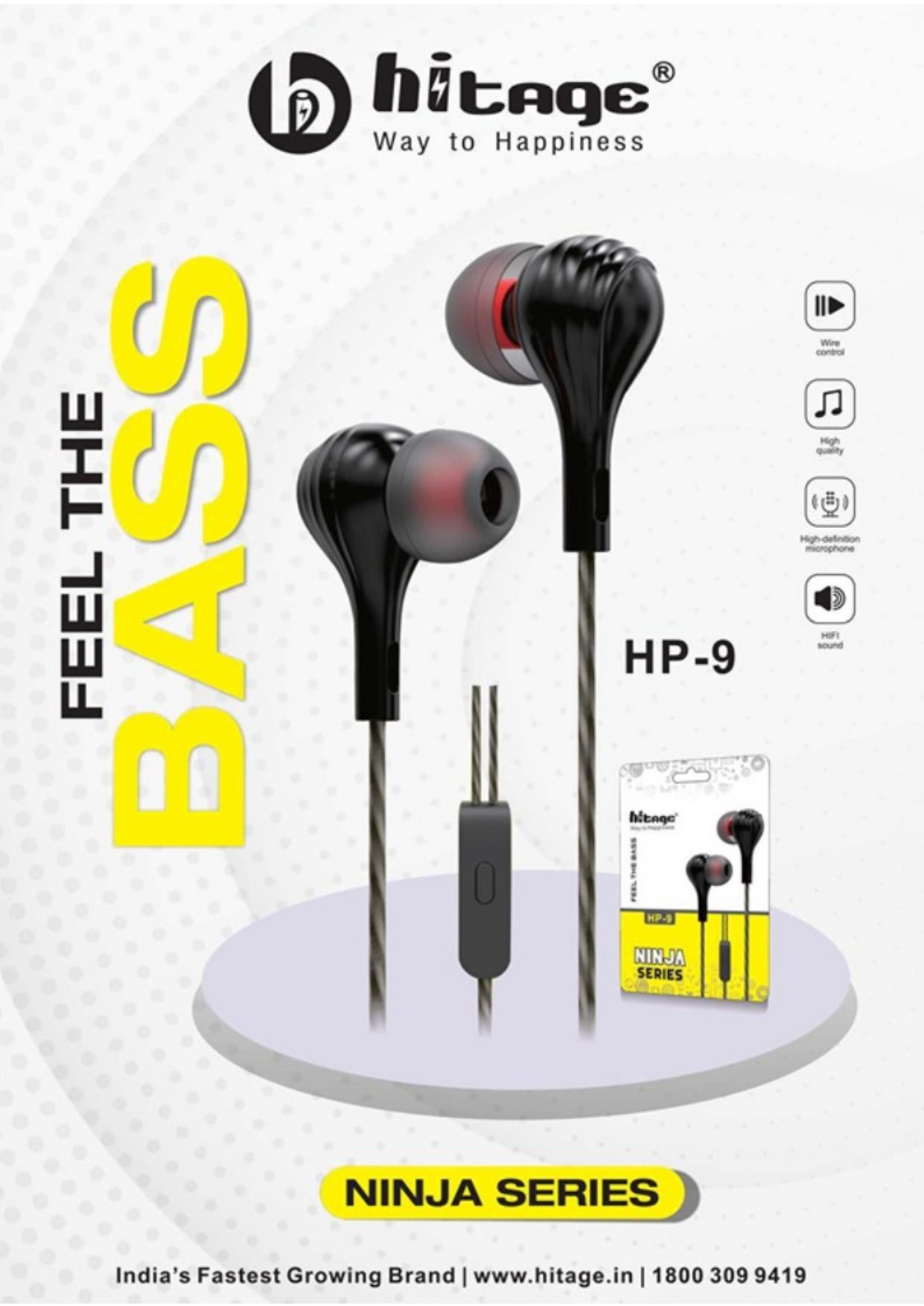 Hitage HP-9 Ninja Series Earphones