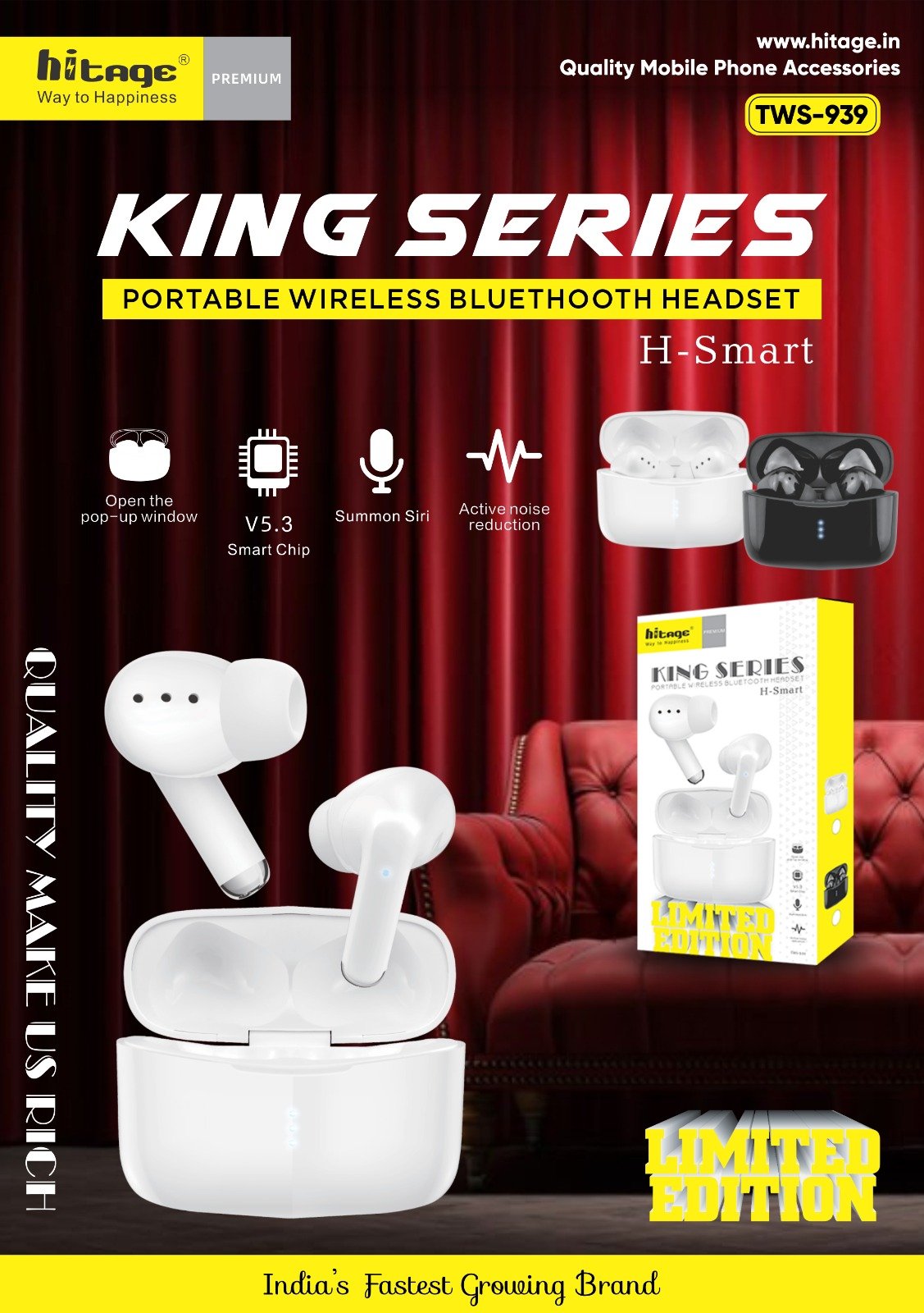 Hitage TWS-939 Earbuds King Series