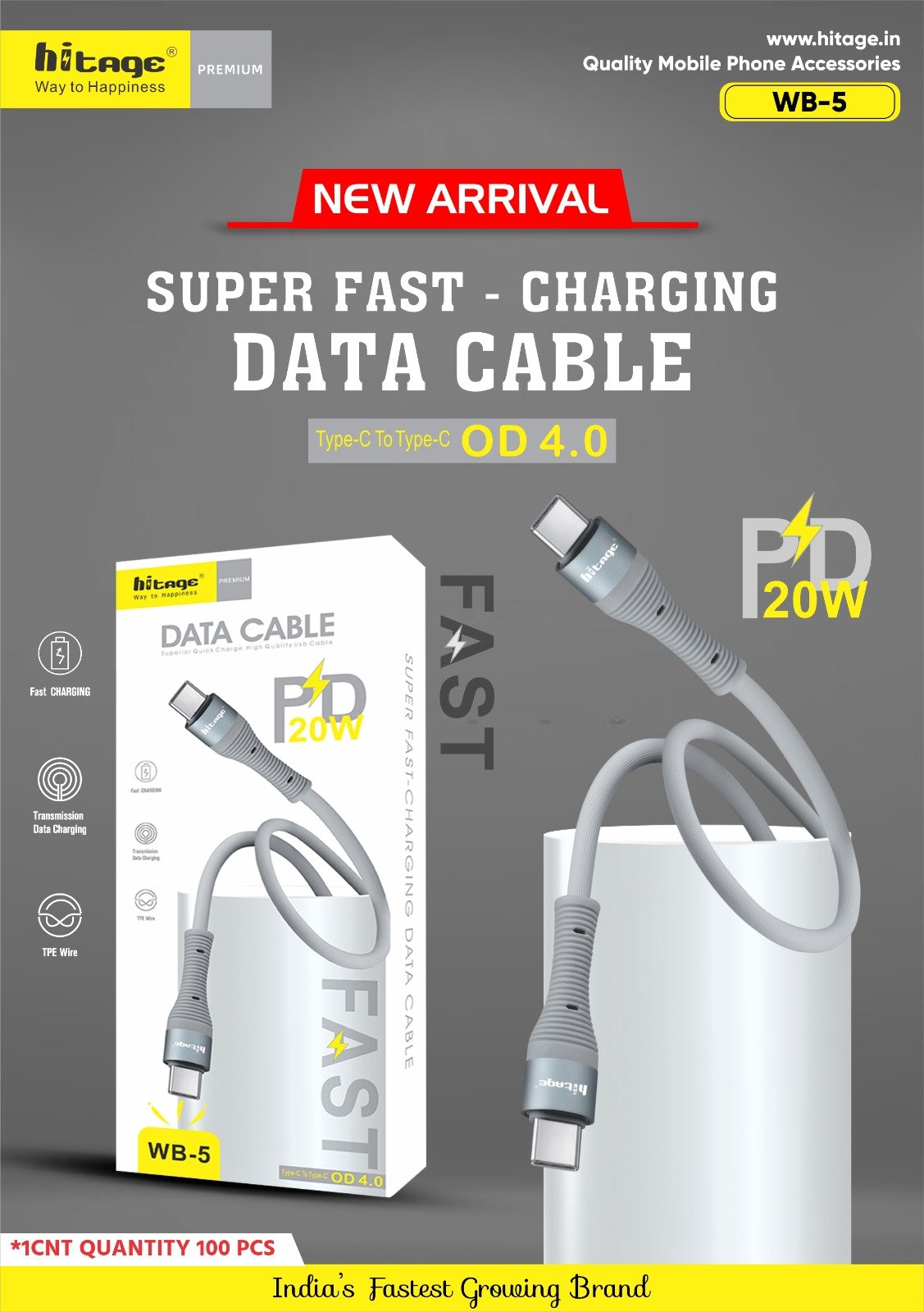 Hitage WB-5 Data Cable Type-C to Type-C